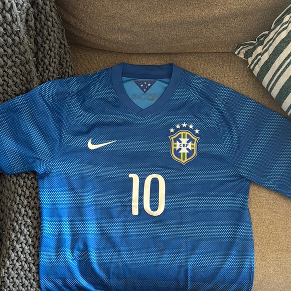 Nike | Shirts | Nike Brazil Blue Soccer Jersey | Poshmark